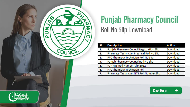 Punjab Pharmacy Council Roll No Slip 2023 Technician