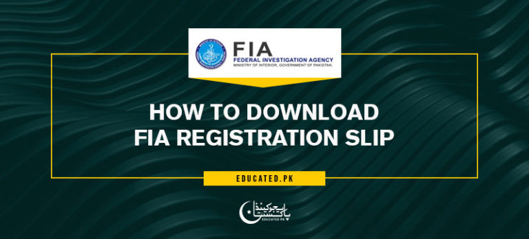 FIA Registration Slip 2023 jobs fia gov pk