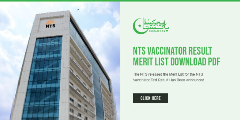NTS Vaccinator Result 2025 Merit List Download PDF