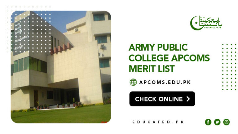 Army Public College APCOMS Merit List 2025 - apcoms.edu.pk