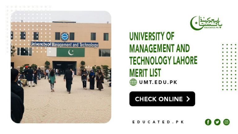 UMT Lahore Merit List 2024 - www.umt.edu.pk
