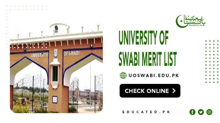 University of Swabi Merit List 2024 uoswabi.edu.pk